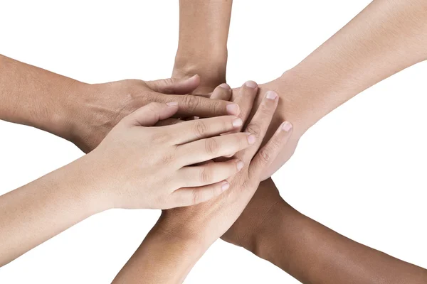 People put hand together isolated on white background for use as Stock ...