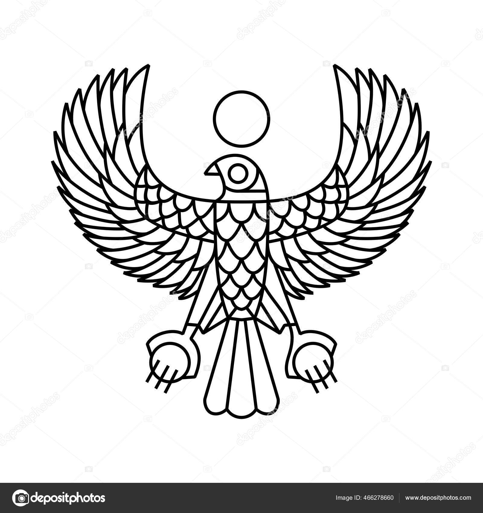Horus Falcon Bird Egyptian Monoline Logo Vector Icon Illustration Stock ...