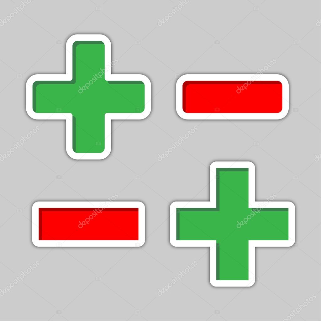 Plus and minus in green and red colour — Stock Vector © epapijon #63920141