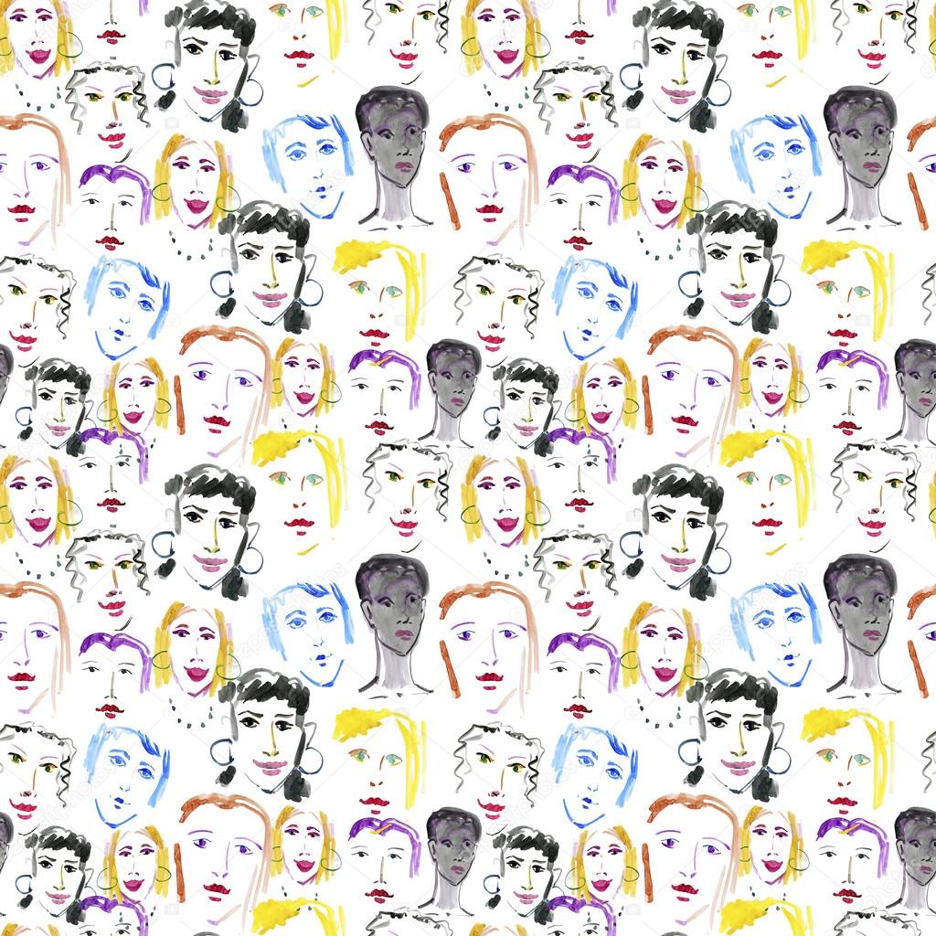 Seamless pattern of a crowd of different people Stock Photo by ©olies ...