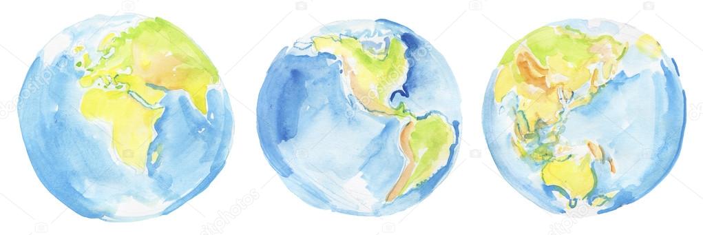 Hand drawn watercolor Earth — Stock Photo © olies #94033066