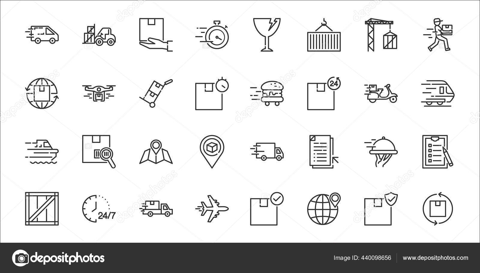 Set Logistics Shipping Thin Outline Icons Product Return Map Location ...