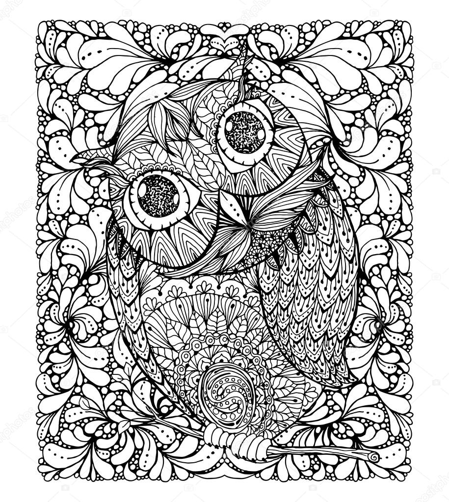 Zentangle style owl ⬇ Vector Image by © ilonitta | Vector Stock 121905824