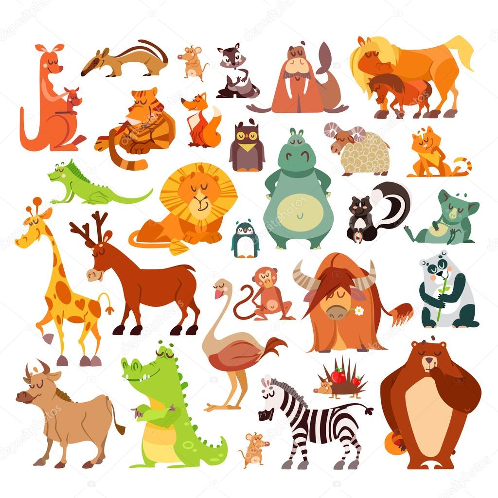 Great set of cartoon animals Stock Vector by ©funnyclay 103122764