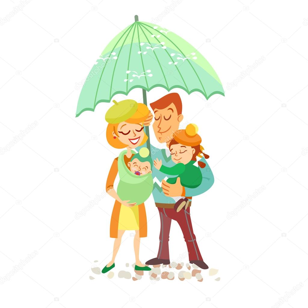 Happy family portrait in spring — Stock Vector © funnyclay #103127996