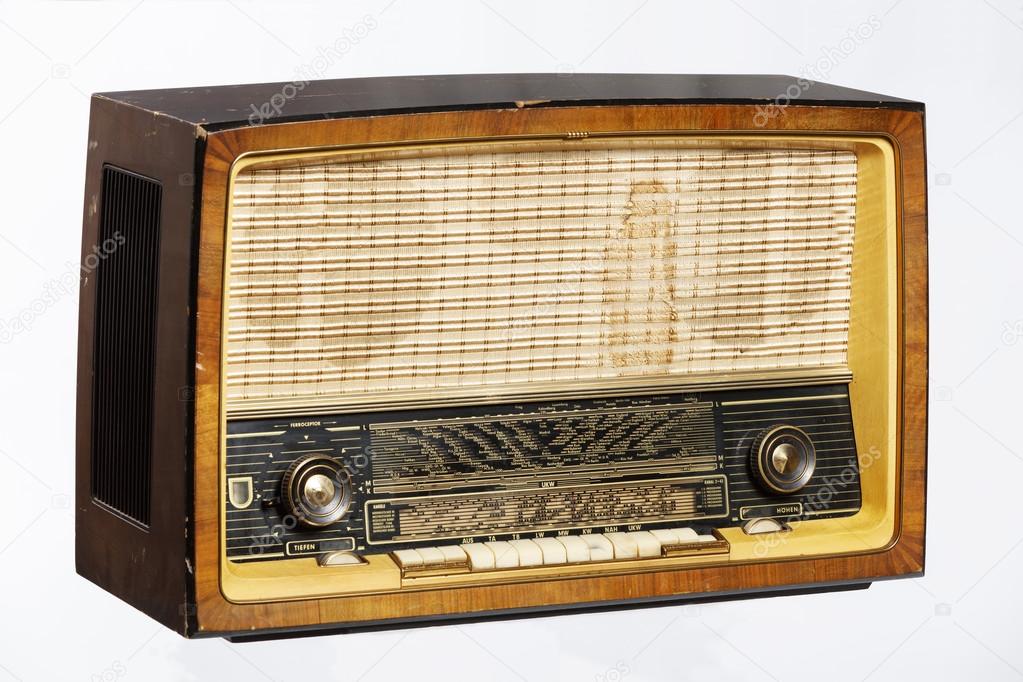 Old Radio, An old retro-style radio from the 1950's isolated on white ...