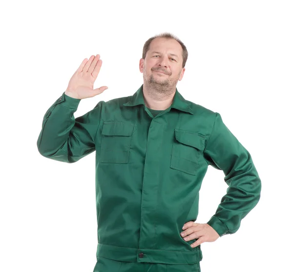 Worker in green uniform Stock Photos, Royalty Free Worker in green ...