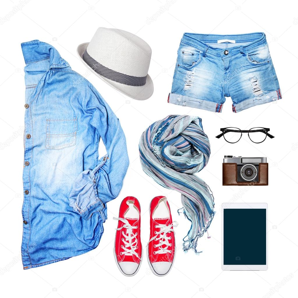 Denim clothing on a white background — Stock Photo © apolobay #88353236