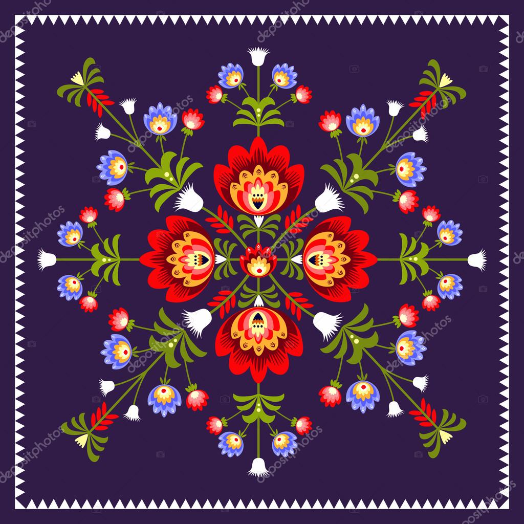 Pattern folk with flowers Stock Vector Image by ©Bridzia #98534906