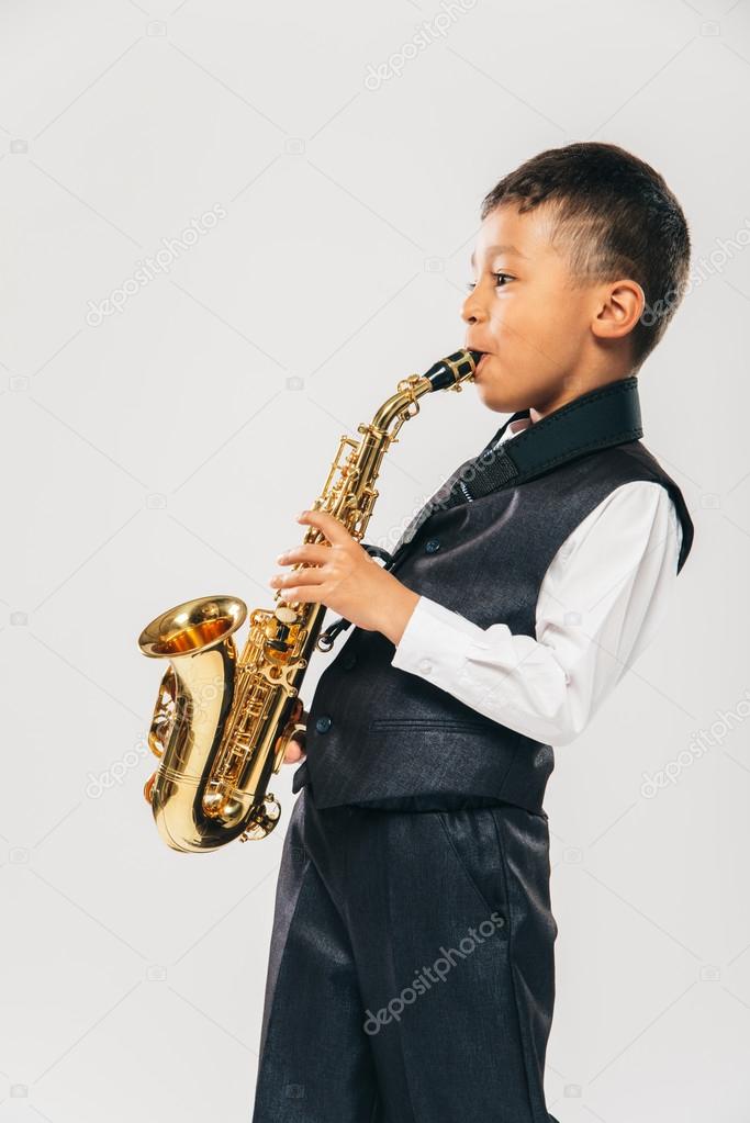Kid Playing Saxophone