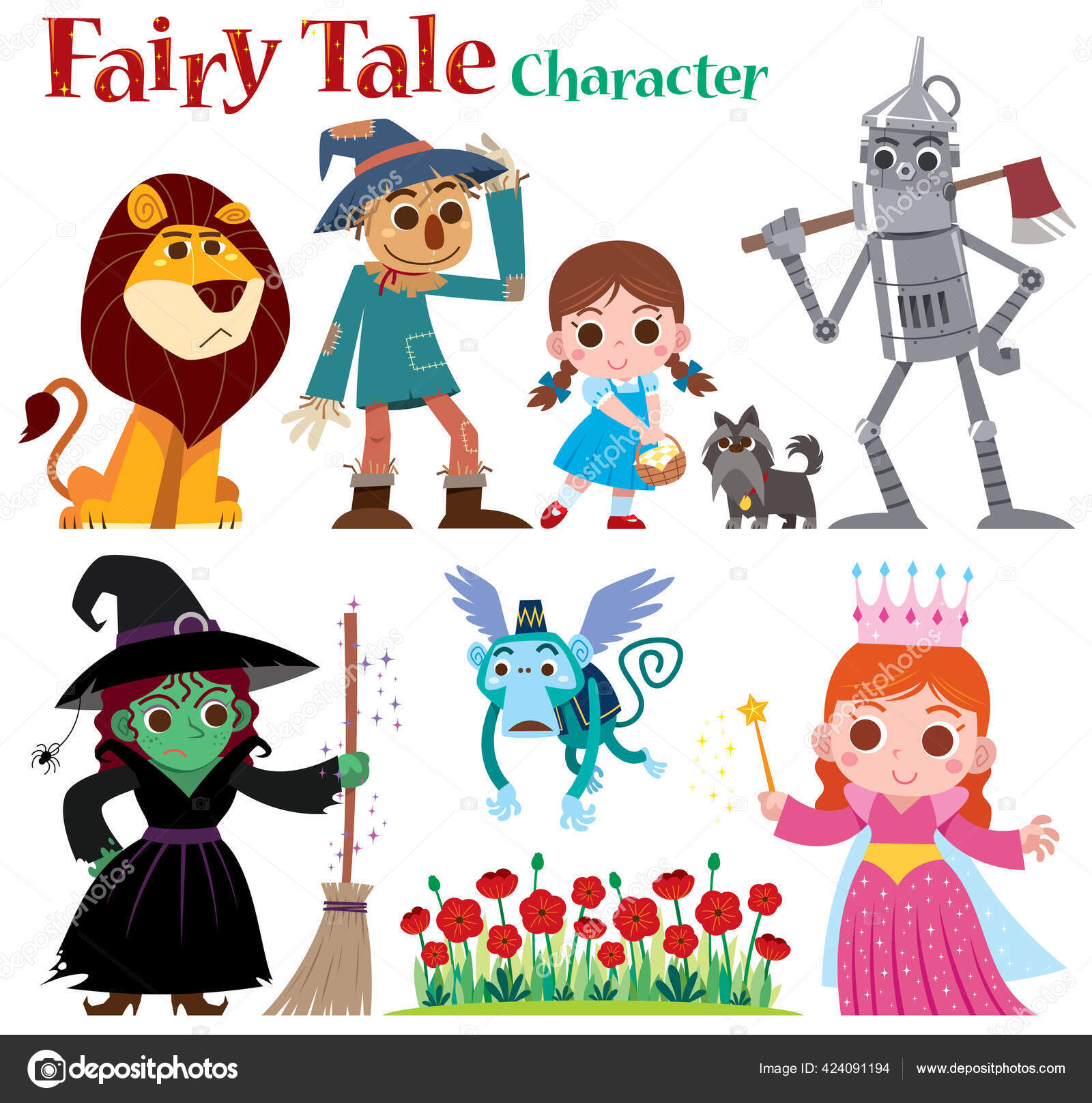 Ilustração Vetorial Personagens Contos Fadas Cartoon Set Vetor de ...