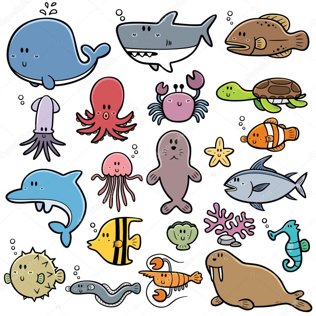 Animales marinos vector, gráfico vectorial © sararoom imagen #55851783