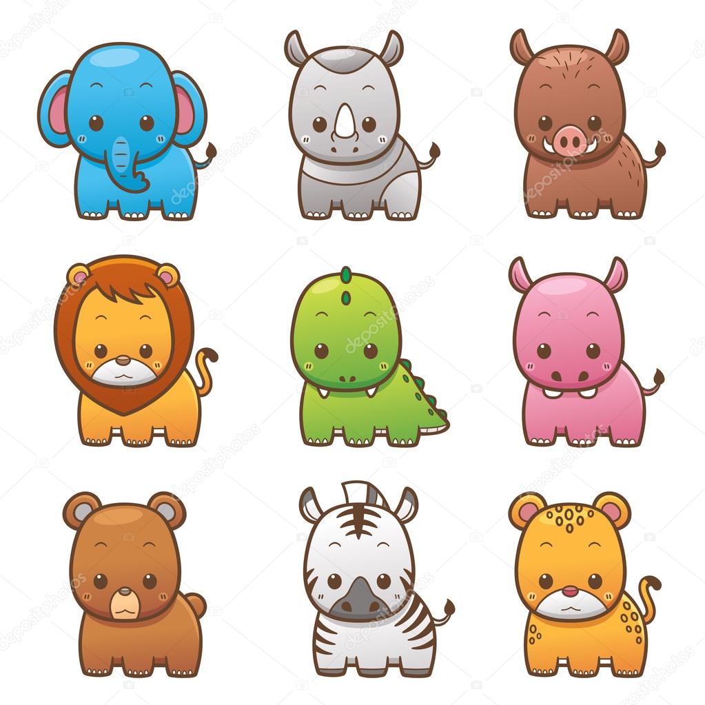 Set Of Cute Cartoon Animals Stock Illustration Download