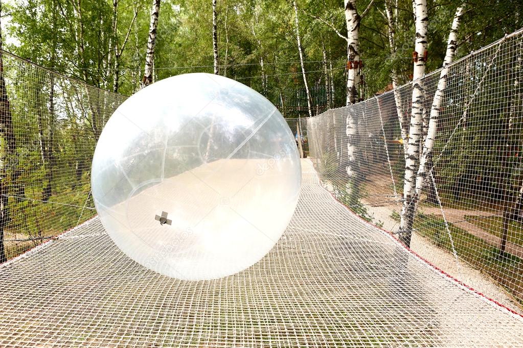 Ball and net in sport entertainment summer outdoor park — Stock Photo ...