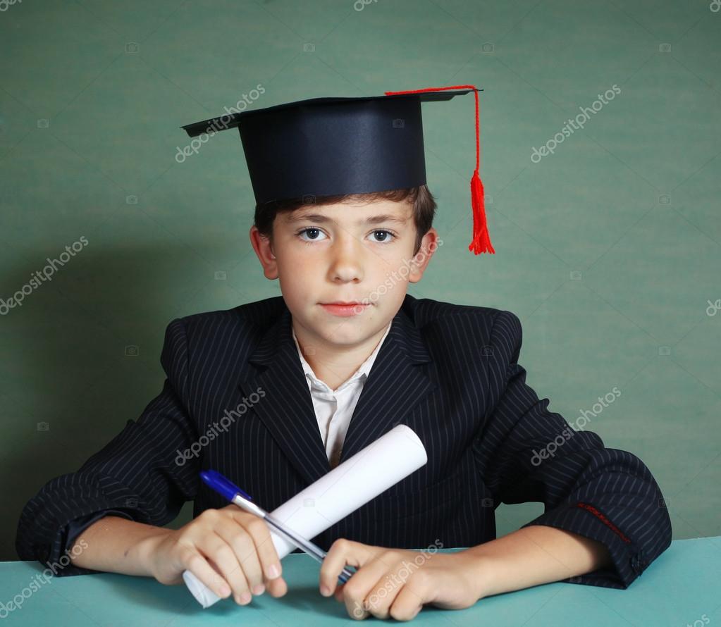 Boy in graduation cap close up portrait isolated — Stock Photo ...