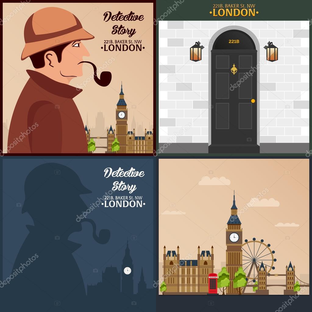 Sherlock Holmes set. Detective illustration. Illustration with Sherlock ... Sherlock Holmes set. Detective illustration. Illustration with Sherlock ...