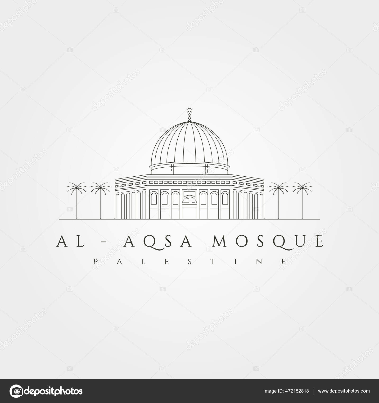Aqsa Mosque Minimal Logo Vector Symbol Illustration Design Isra Wal ...