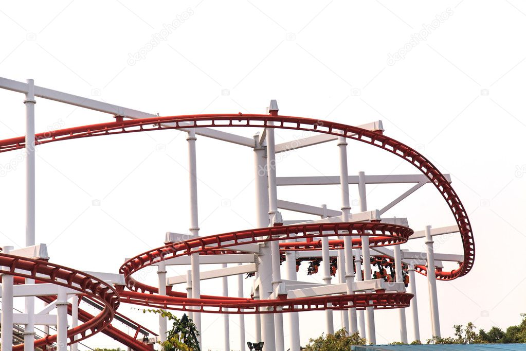 Amusement Park and Roller Coasters loops — Stock Photo © Naypong #85990054