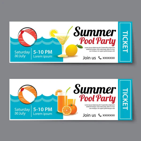 Summer pool party invitation ticket template background Stock Vector by ...