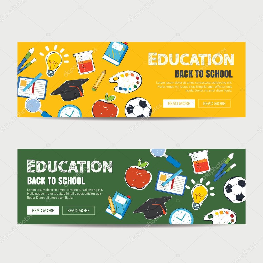 Education banner and back to school background template Stock Vector ...