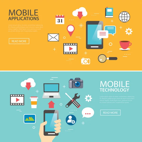 Mobile application technology banner template flat design Stock Vector ...