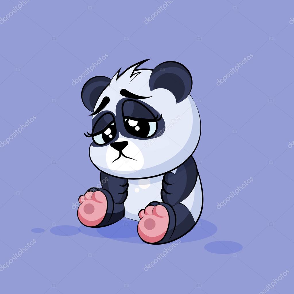 Ilustración aislado Emoji personaje de dibujos animados Panda triste y ...
