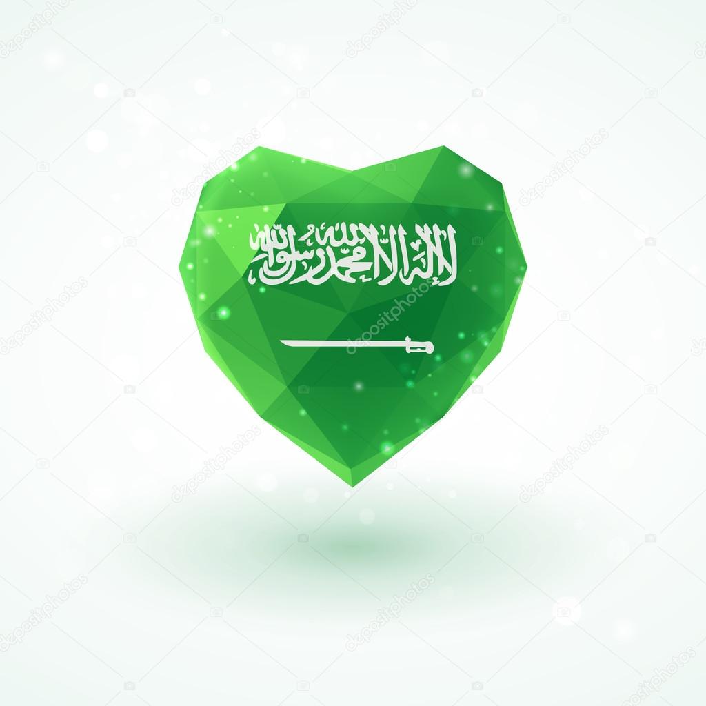 Bandera de Arabia Saudita en forma de corazón de cristal de diamante ...