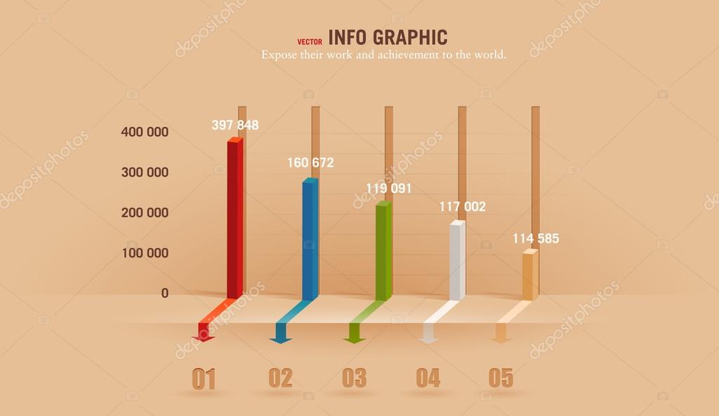 Infographics element with surround schedule of multicolored bars and ...
