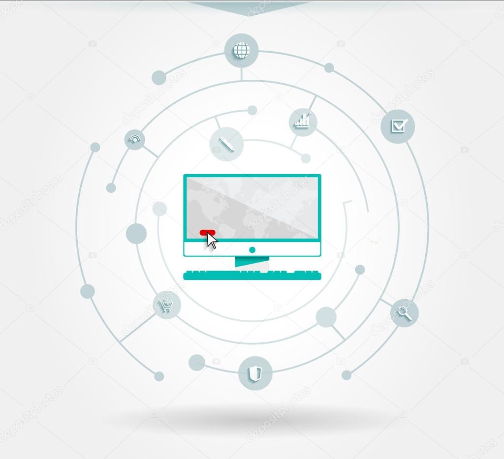 Infographics internet elements with a circles and business icons ...