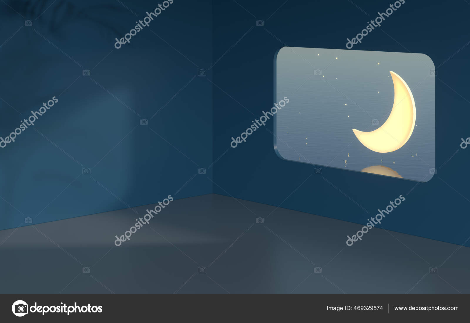 Room Open Window Moon Rendering Computer Digital Drawing — Stock Photo ...