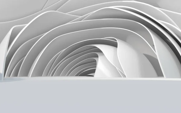 Curves and architecture with white background, 3d rendering. Computer ...