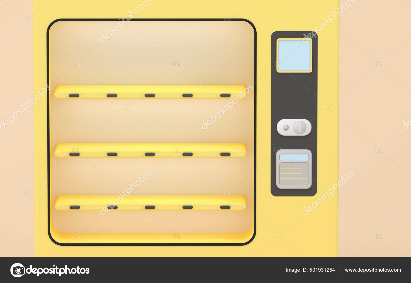Empty Vending Machine Yellow Background Rendering Computer Digital Drawing — Stock Photo ...