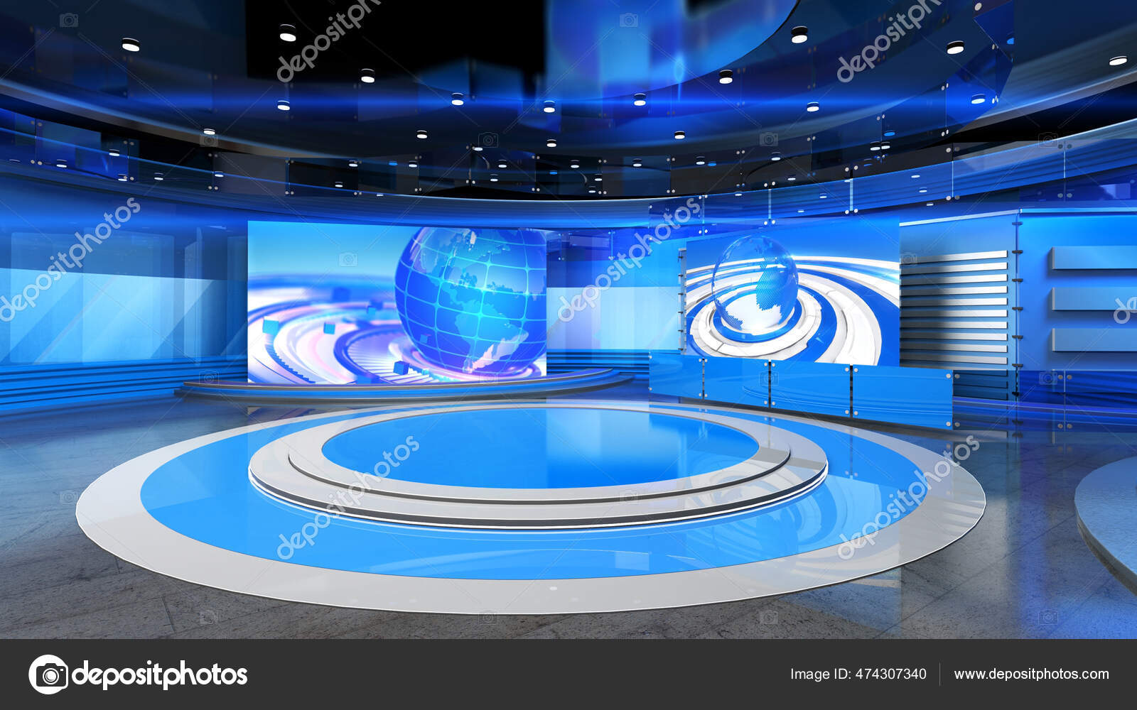 News Studio Backdrop Shows Wall Virtual News Studio Background ...