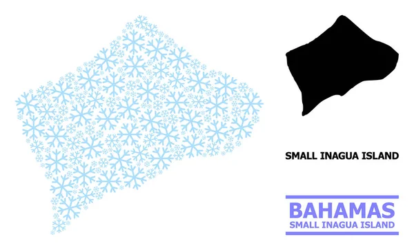 Frost Collage Mapa de la pequeña isla de Inagua con copos de nieve 2023