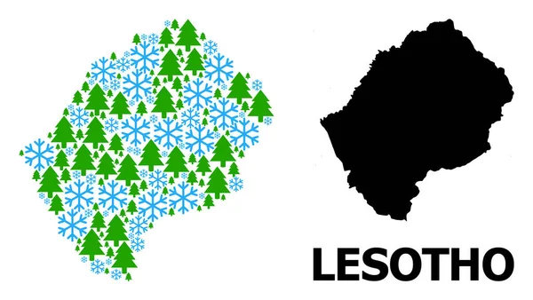 Composici n de Invierno Mapa de Lesotho de Nieve y Abeto 2024