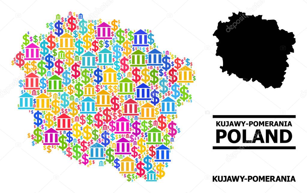 Vector Mosaic Mapa de Kujawy-Pomerania Provincia de Banking and ...