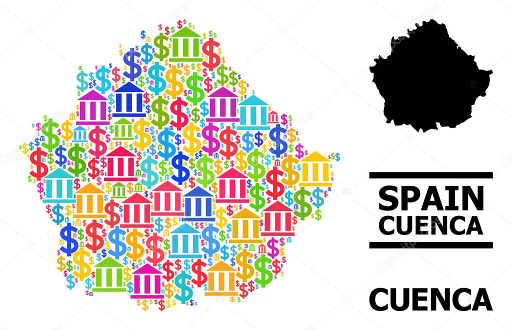 Mosaico vectorial Mapa de Cuenca Provincia de Finanzas y Dinero 2023