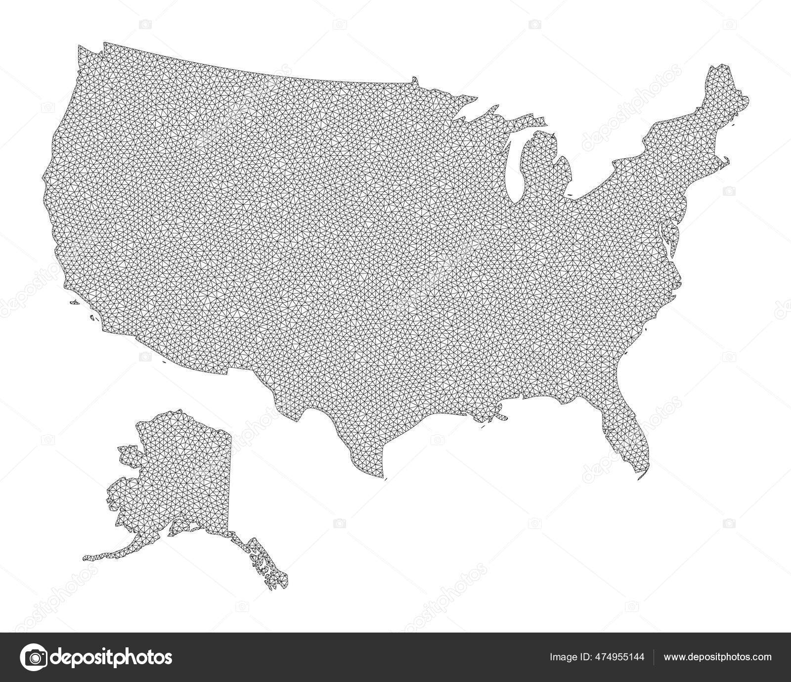 Polygonal 2D Mesh High Resolution Raster Map of USA and Alaska ...