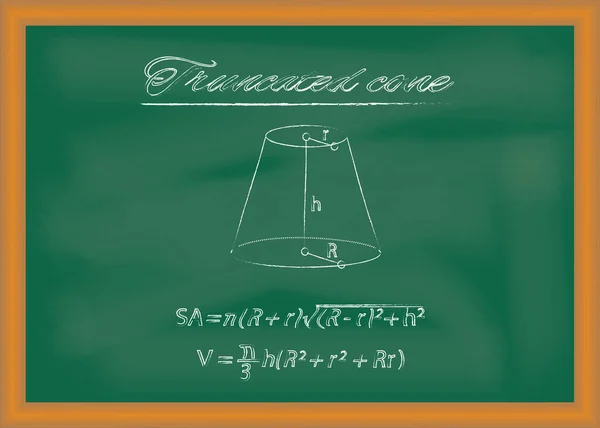 Cono Truncado. Bosquejo de figura geométrica y fórmulas para calcular ...