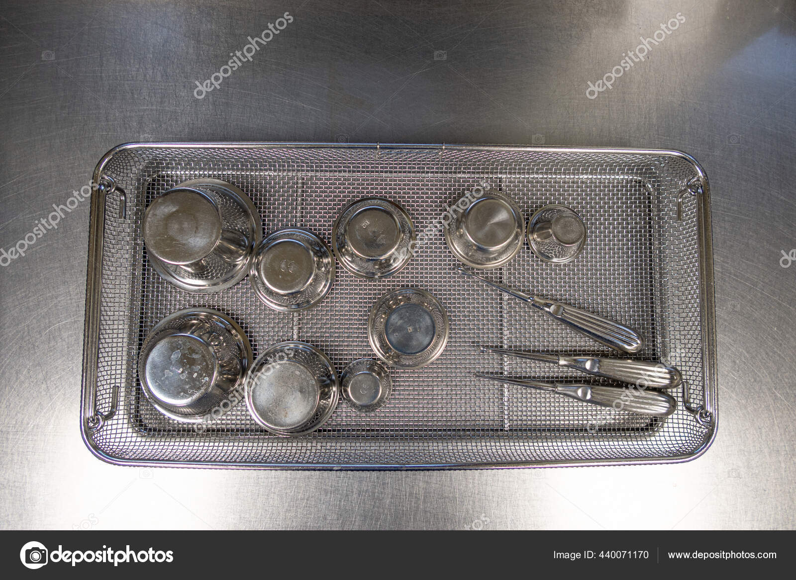 Various Surgical Instruments Lie Sieves Work Surface — Stock Photo ...