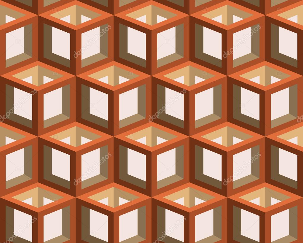 3 dimensional vintage seamless vector background with 3d square Stock ...