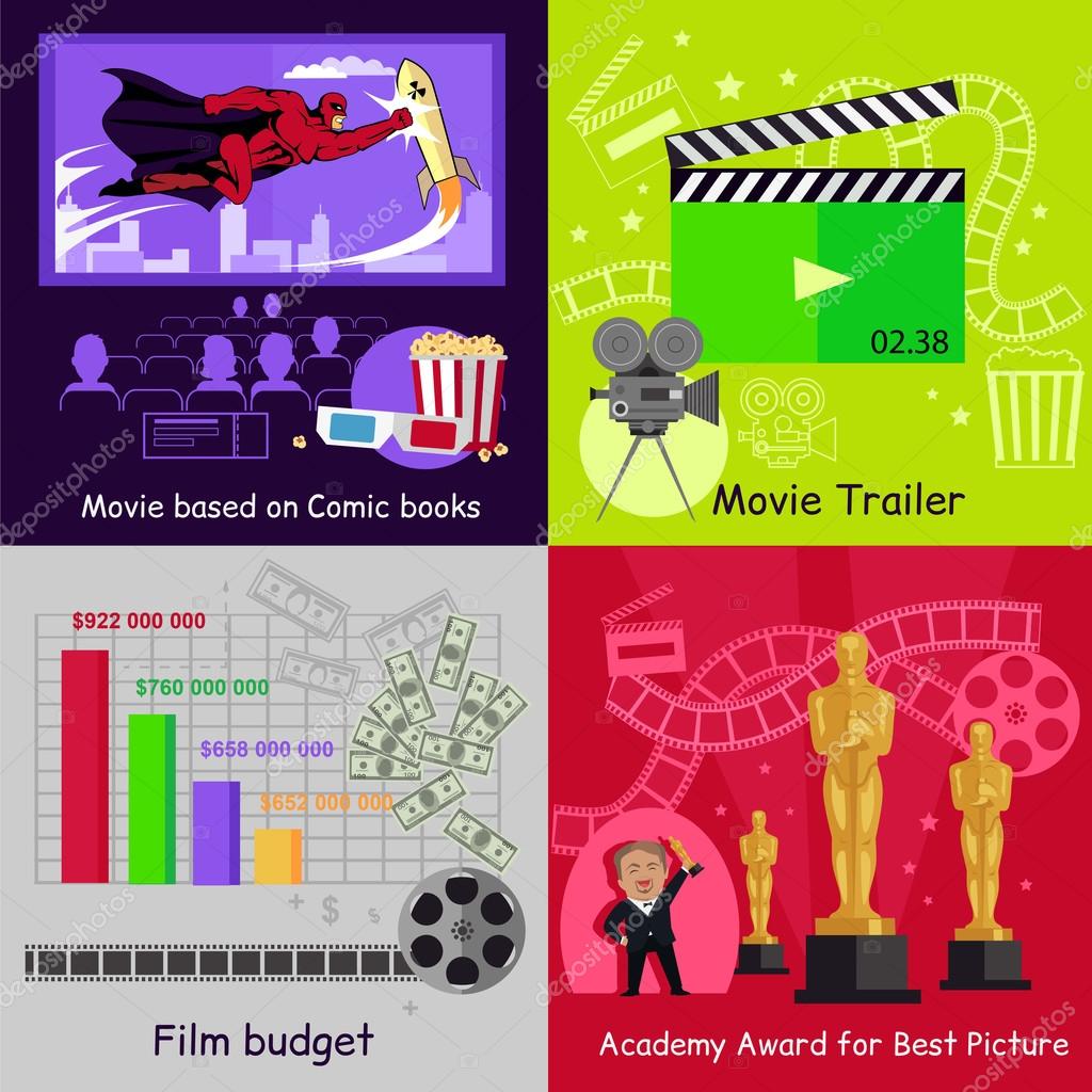 Cinema Set Banners Film Movie Design Stock Vector Image by ©robuart ...