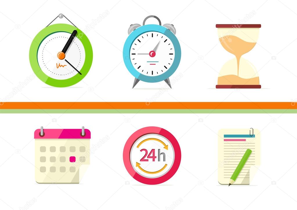 Time Design Flat Concept Clock and Calendar Stock Vector Image by ...
