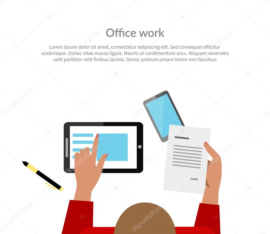 Office Work Top View Banner Design Stock Vector Image by ©robuart ...