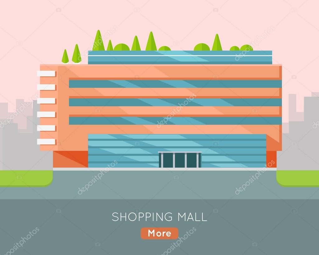 Shopping Mall Web Template in Flat Design. Stock Vector Image by ...