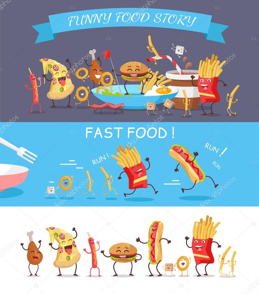 Funny Fast Food Cartoon Vector Illustration. Stock Vector Image by ...