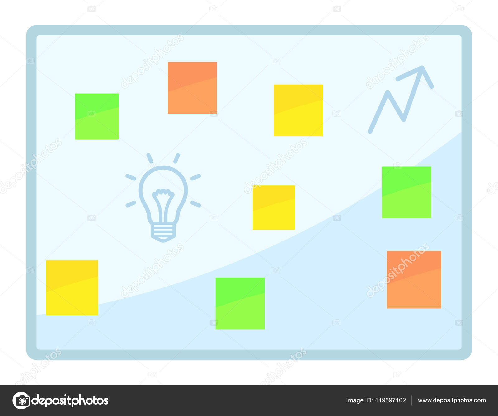Vector isolated illustration of office board with colorful stickers ...