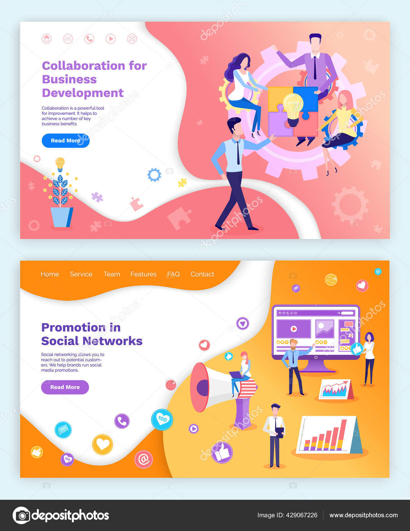 Promotion In Social Networks Collaboration Of Team Stock Vector Image By ©robuart 429067226