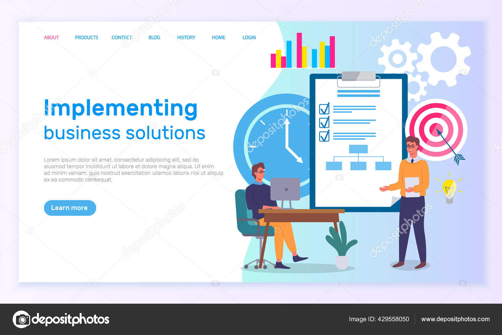 Implementing business solutions side template. Checklist, employees ...