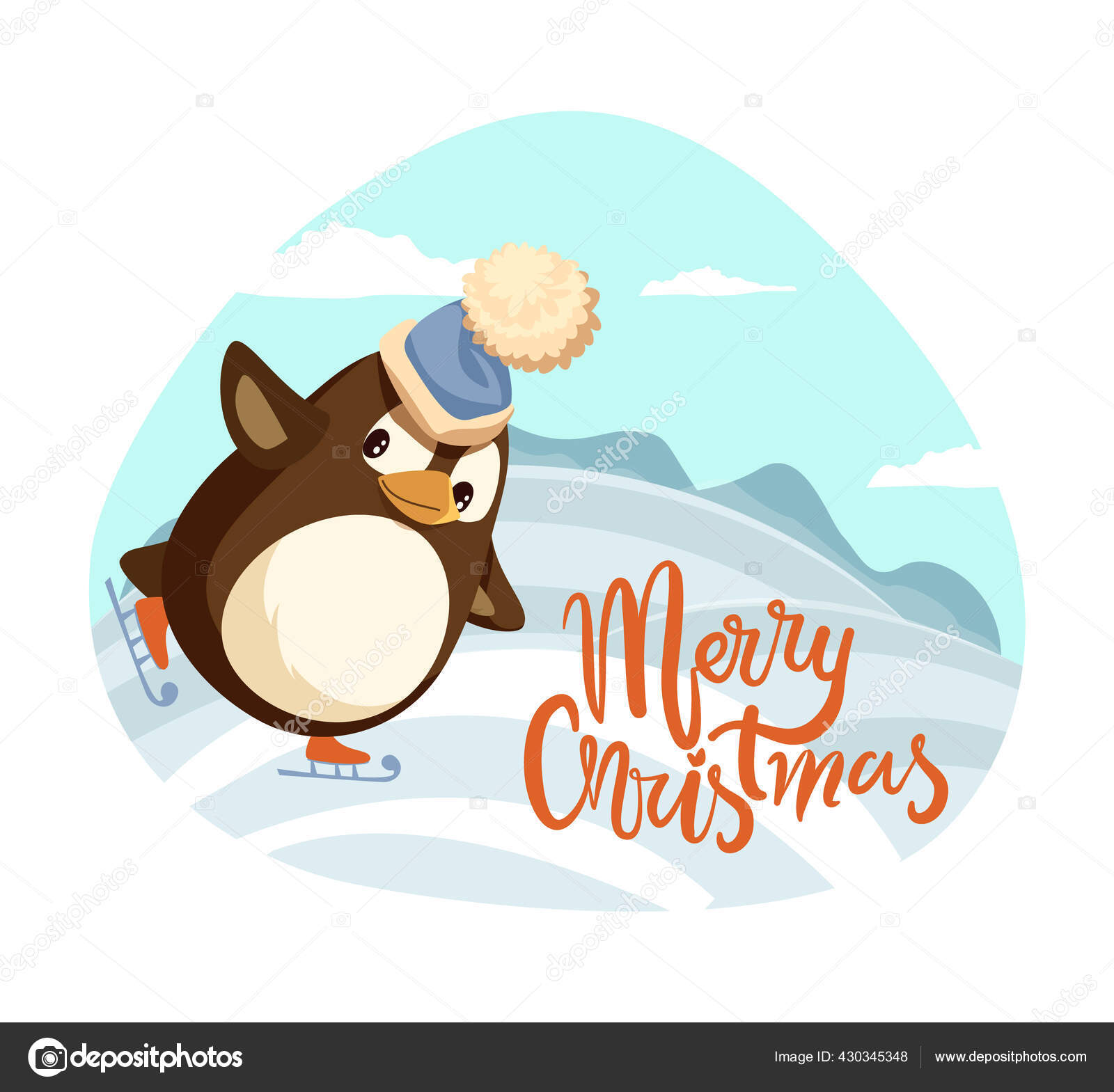 Merry Christmas Penguin Figure Skating Poster Stock Vector by ©robuart ...